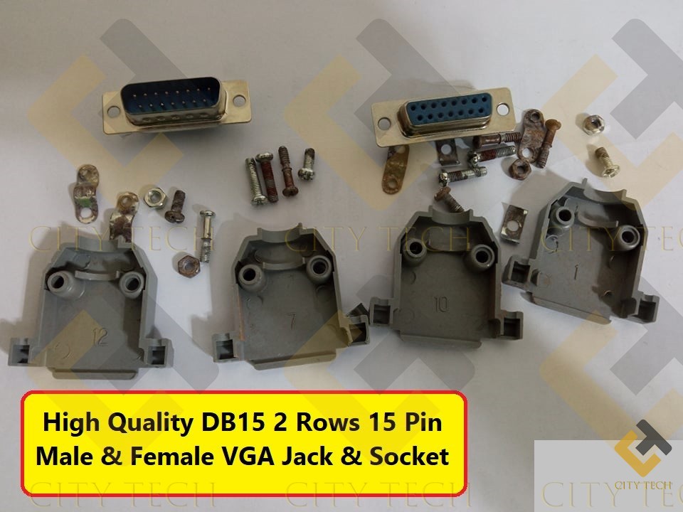 DB15 DB-15 2 Rows 15 Pin Male & Female VGA Jack & Socket Plug Connector ...
