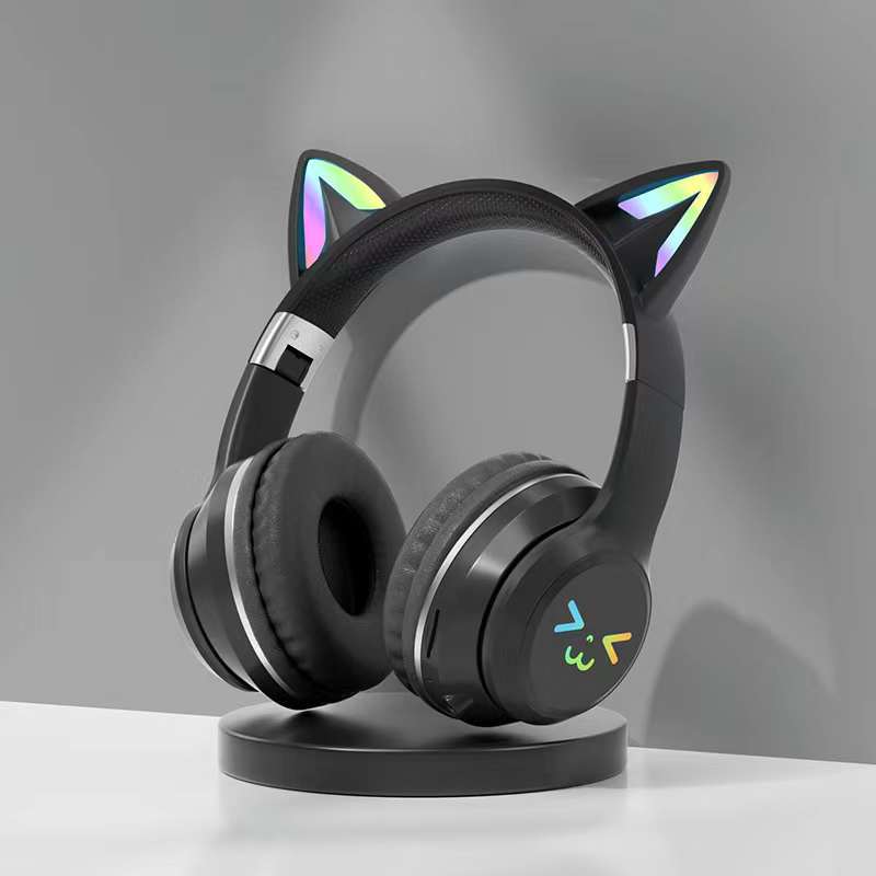 New gradient cat ear bluetooth headset wireless headband music ...