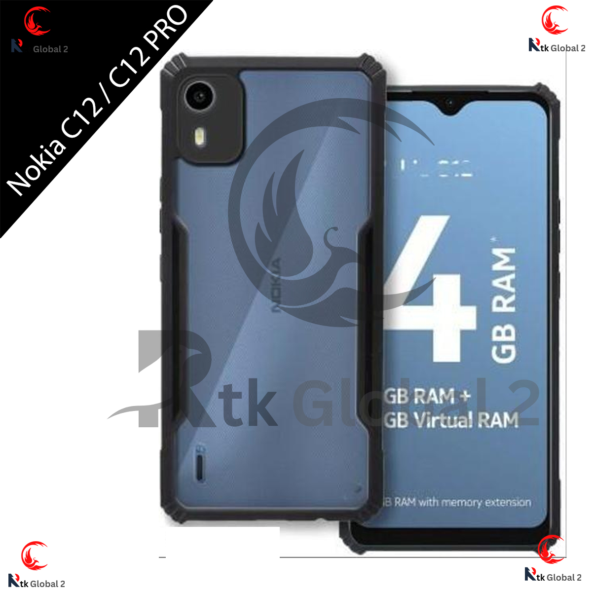 Xundd Case For Nokia C12 - Transparent Phone Cover Shockproof Bumper ...