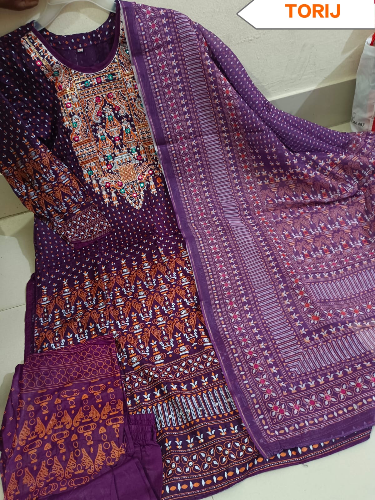 Slav Cotton Indian Boutique Embroidered Stone And Dollar Work Readymade ...