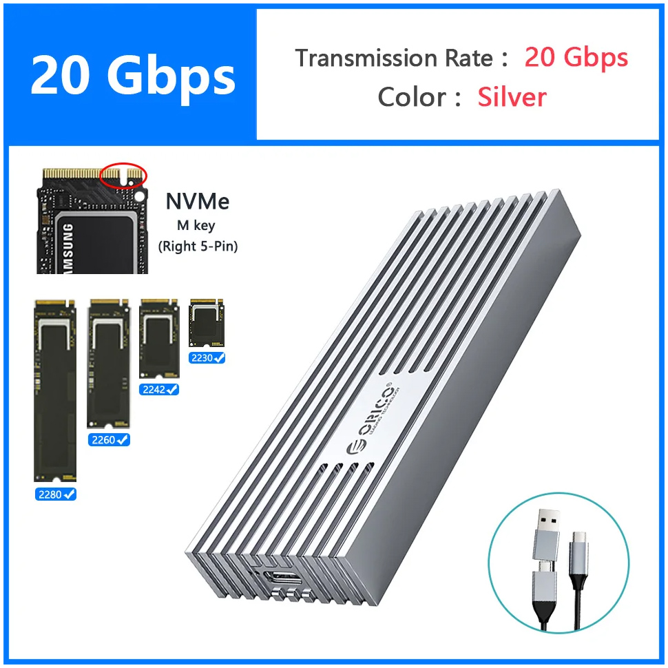 ORICO 40Gbps High Speed SSD External Case M.2 NVMe Enclosure ...