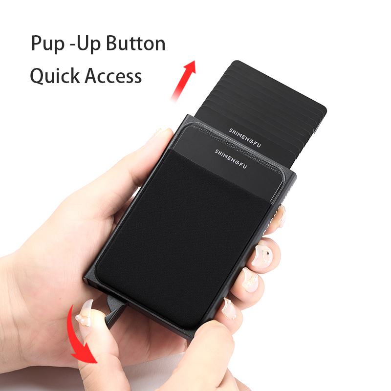SAKURA Slim Aluminum Wallet with Elasticity Back Pouch ID Credit Card ...