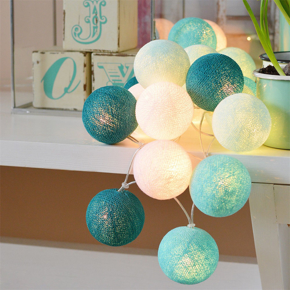 20 Leds Cotton Balls Lights LED Fairy Garland Ball Light Battery & USB ...