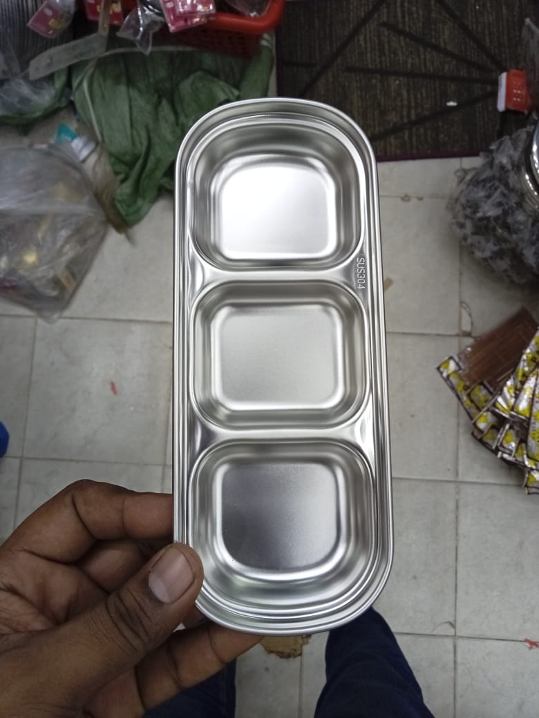 3 compartment Sauce Dish Snack Serving Tray 304 Stainless Steel Sauce ...