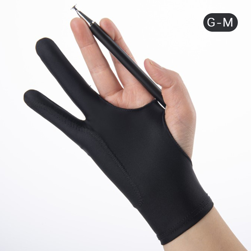 1pc Black 2 Fingers Anti-fouling Gloves Anti Touch Hand Drawing Writing ...