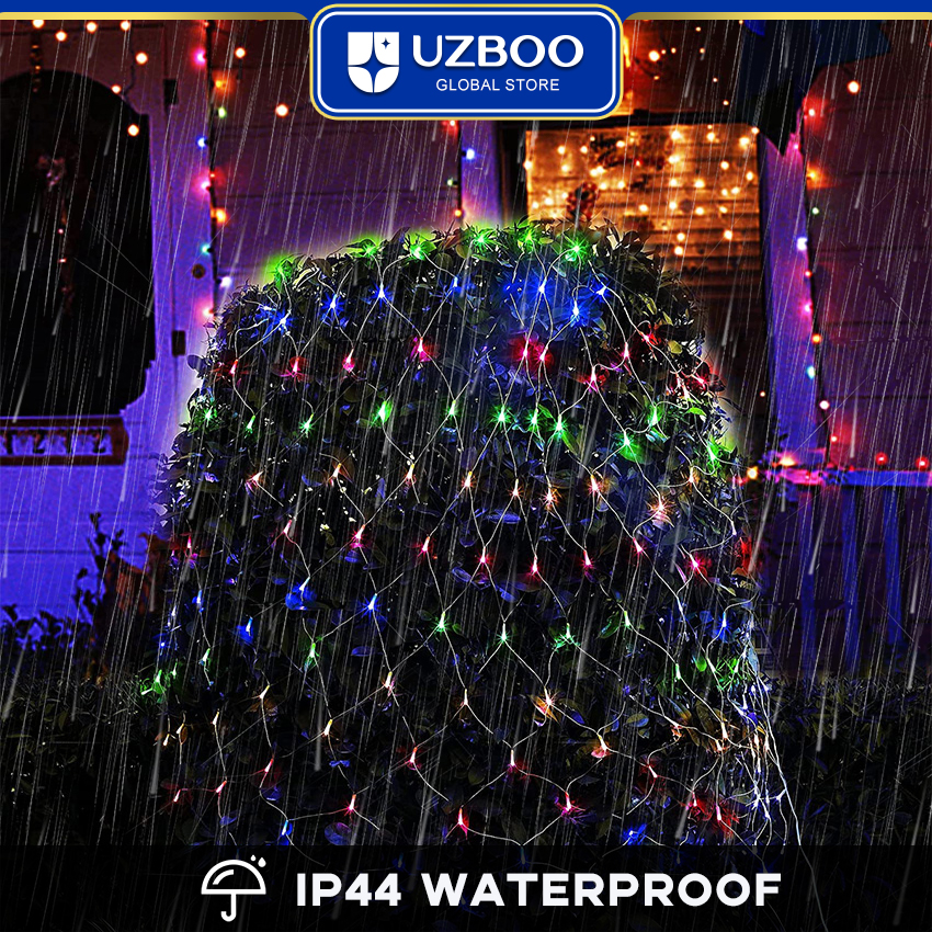 UZBOO 220V String Lights Outdoor Christmas Net Lights LED Mesh String ...