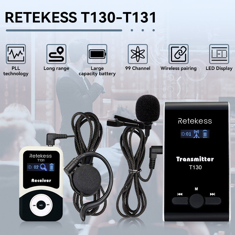 Retekess T130 Tour Guide System Wireless, Interpreter Device Portable ...