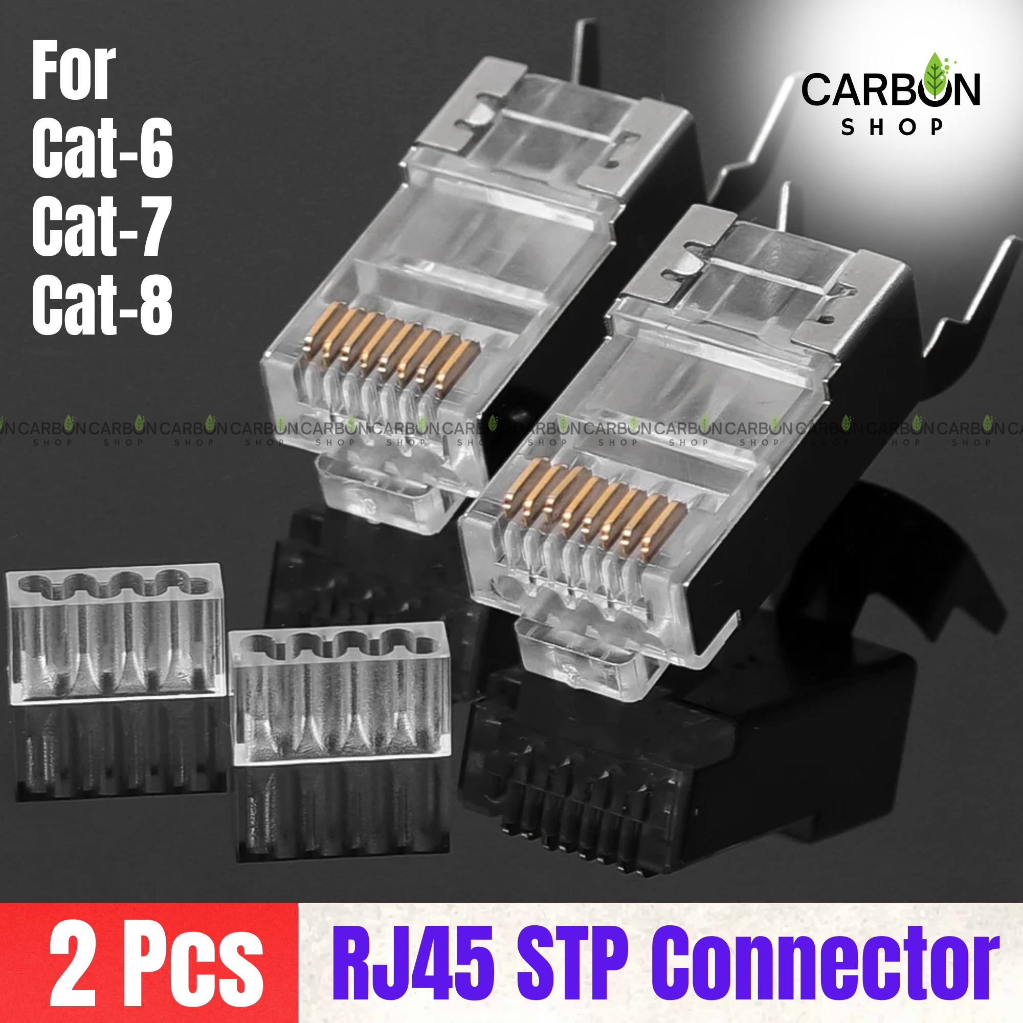 2 Pcs Rj45 Ethernet Plug Gold Plated Network Connector Cat6 Cat7 Cat8 ...