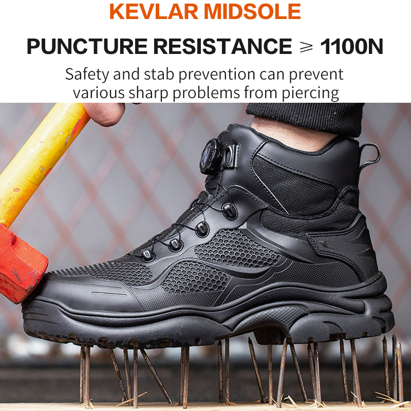 Rotary Buckle Work Boots Safety Steel Toe Shoes Men Breathable Safety ...