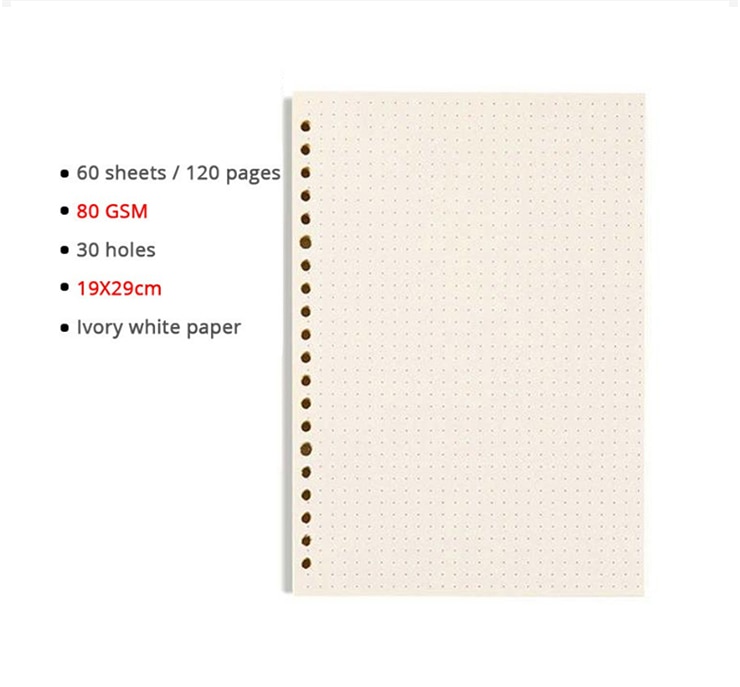 A5/B5/A4 Binder Notebook Loose Leaf Refillable Grid/Line/Blank/Dot ...