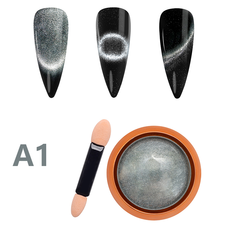 3D Chrome Cat Magnet Nail Glitter Powder Chameleon Shiny Nail Pigment ...