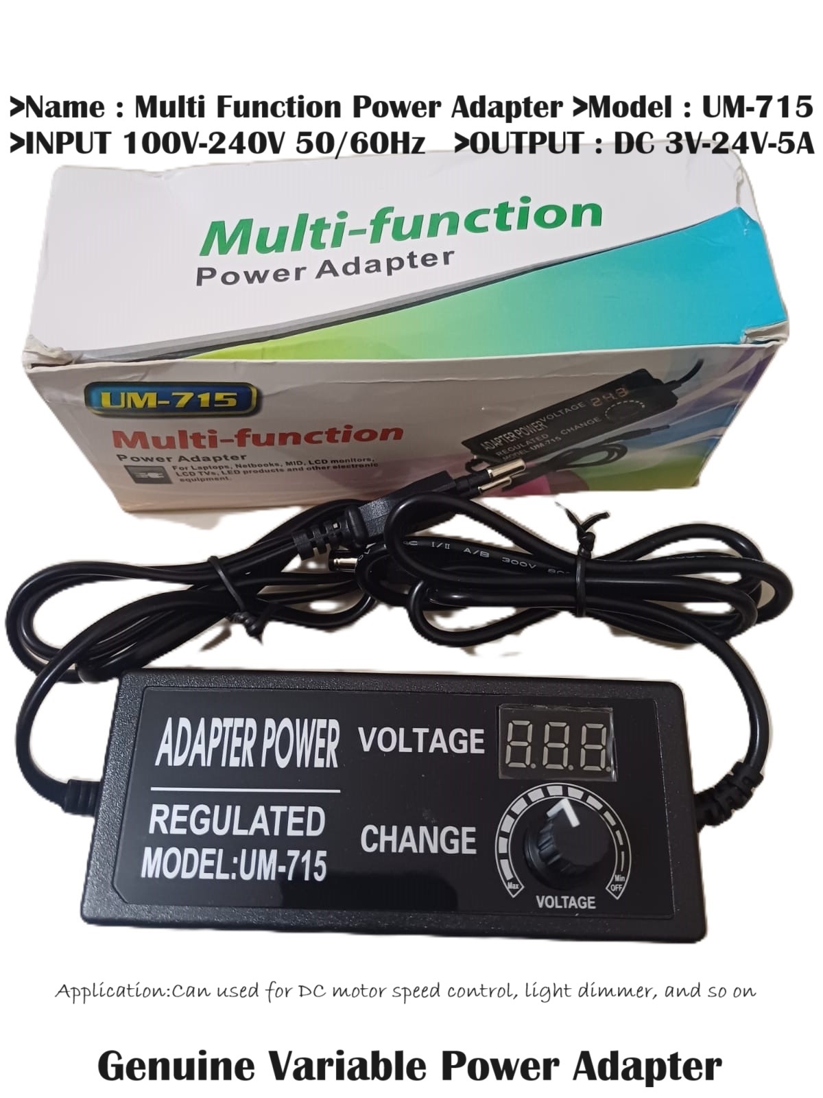 Adjustable AC to DC Power Adapter Multi Function DC 3V-24V 5A With ...