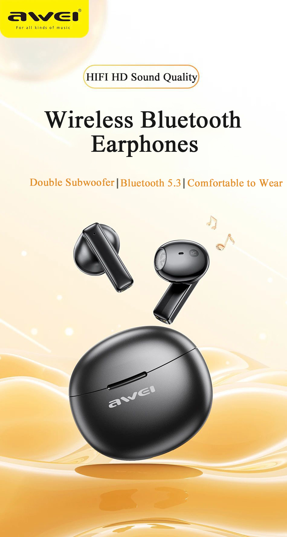 Awei T87 Gaming Earphone Bluetooth 5.3 Low Latency with Charging Case ...
