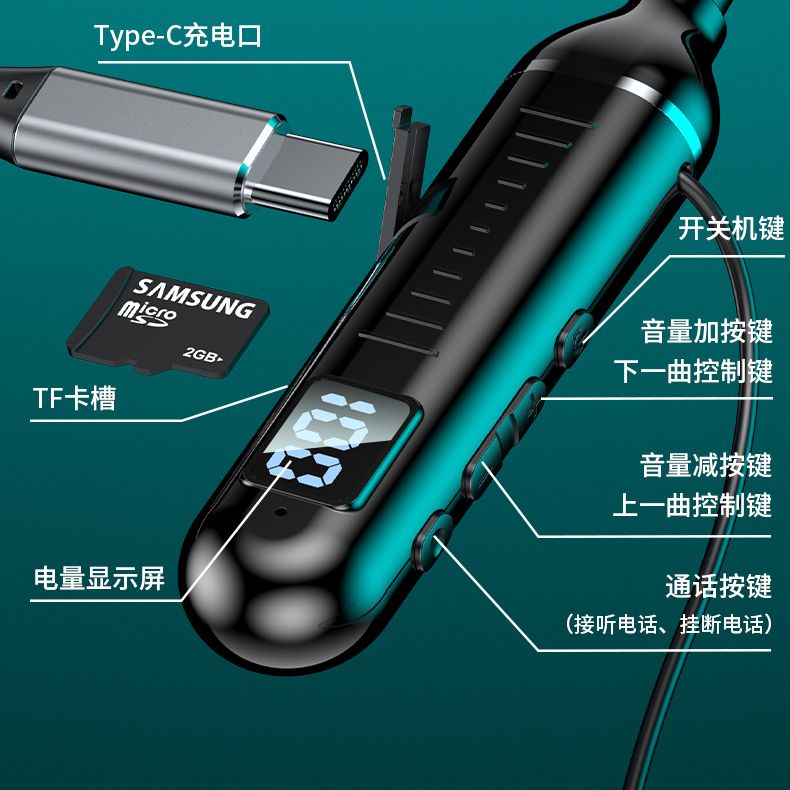 Wireless Earphones Bluetooth 5.3 Neckband Headphones Gaming LED Display ...