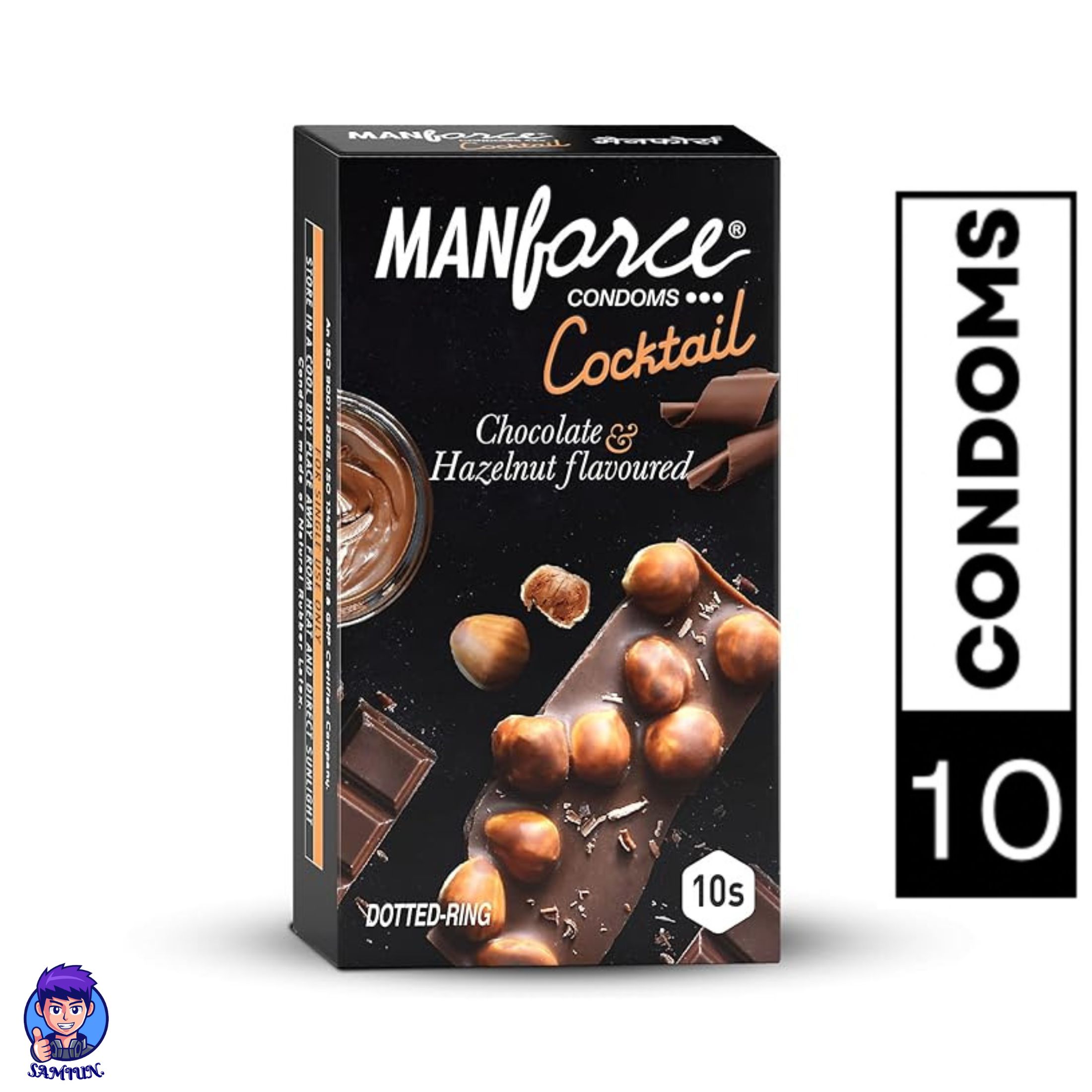 Manforce Condom Cocktail Hazelnut & Chocolate Flavoured Dotted-Rings ...