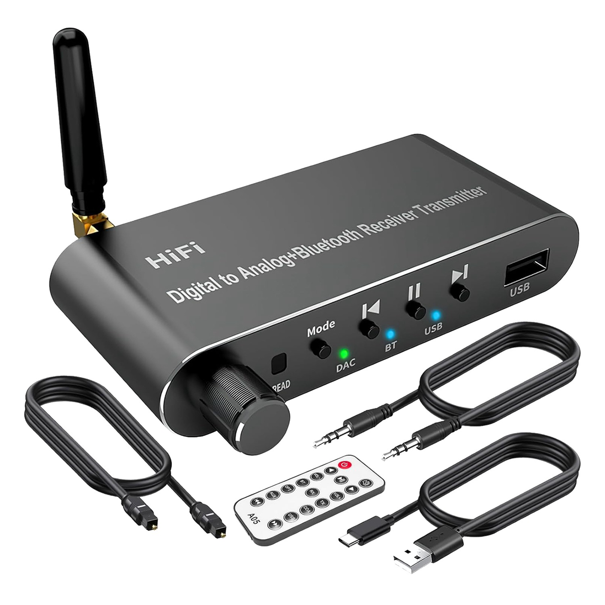 Bluetooth 5.1 Transmitter Receiver Digital to Analog Audio Converter ...
