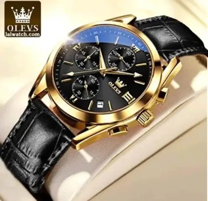 Olevs leather waterproof quartz fashion clocks for men - Contains ...