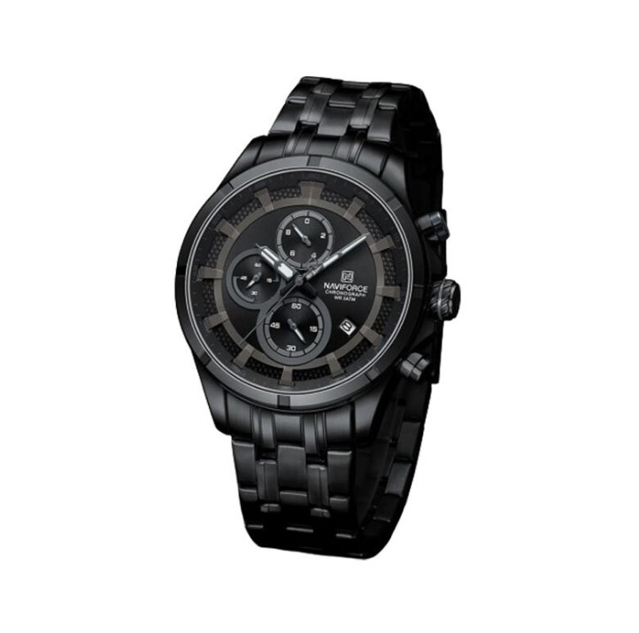 Naviforce NF8046 Stainless Steel Chronograph Watch For Men’s - Black ...