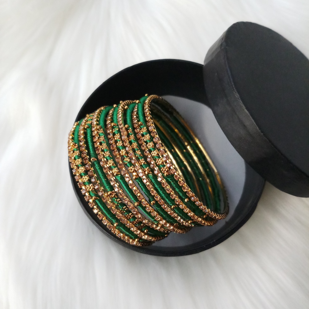 Silk Thread, Stone and Metal Bangles for Women (Multicolor) (Imported ...