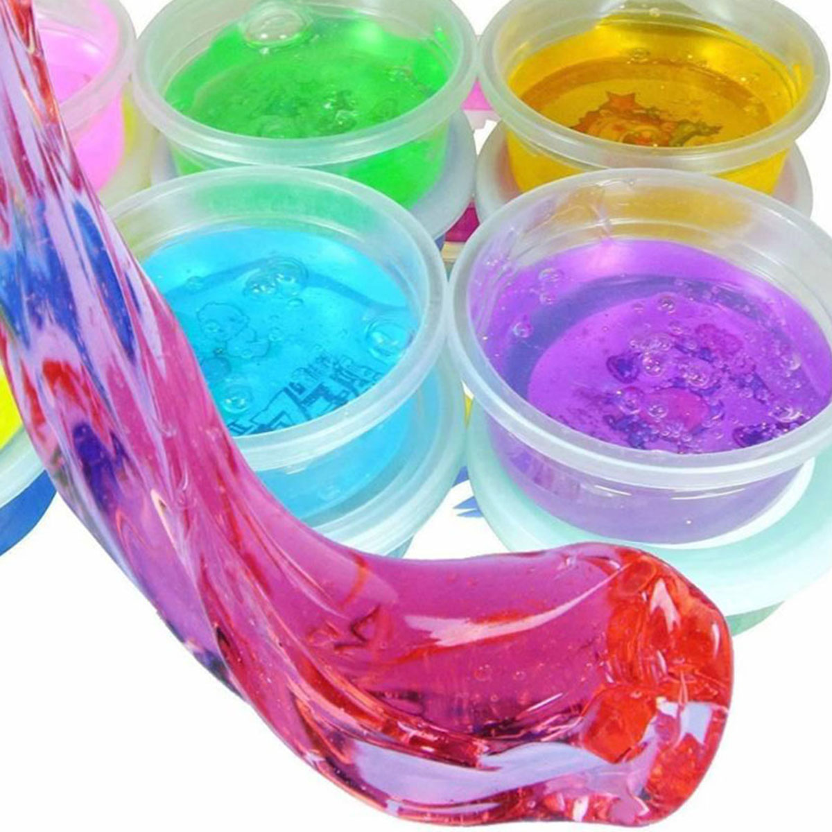 Box Of 6 Pcs Gel Clay Slime Set Bowls Play Dough For Kids 6 Colors