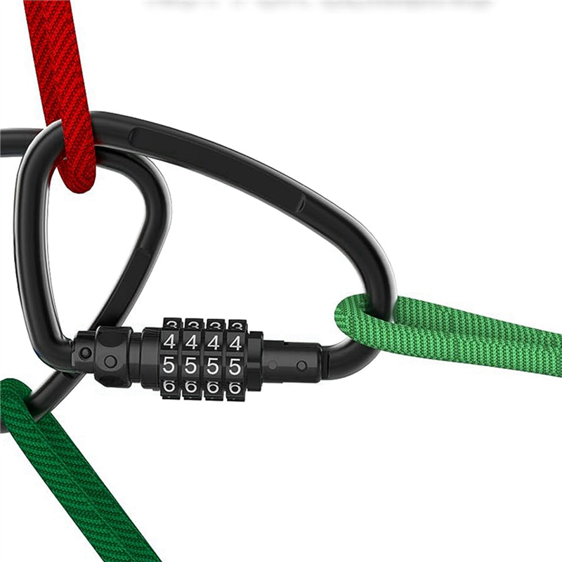 3X , 4-Digit Heavy Duty Carabiner Clips, D-Shaped Code Lock for Looped ...