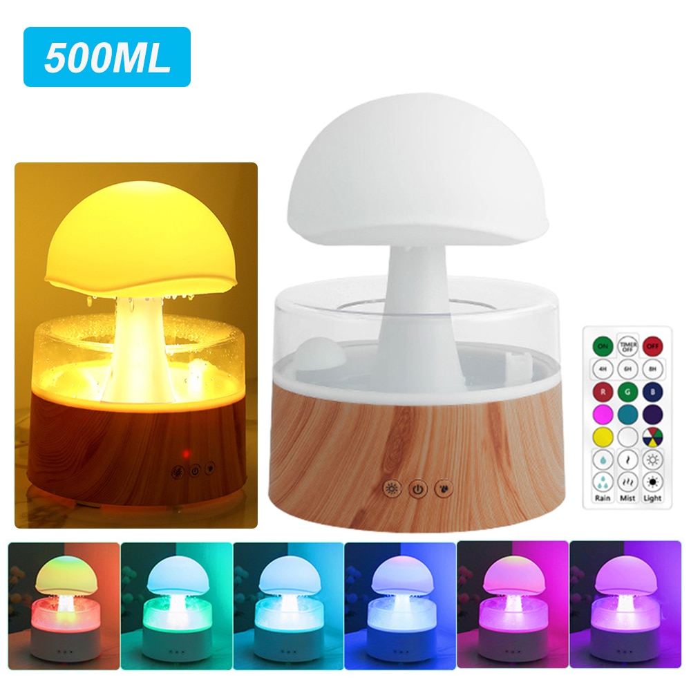 Mushroom Air Humidifier Home Bedroom Aromatherapy Lamp Calming Water ...