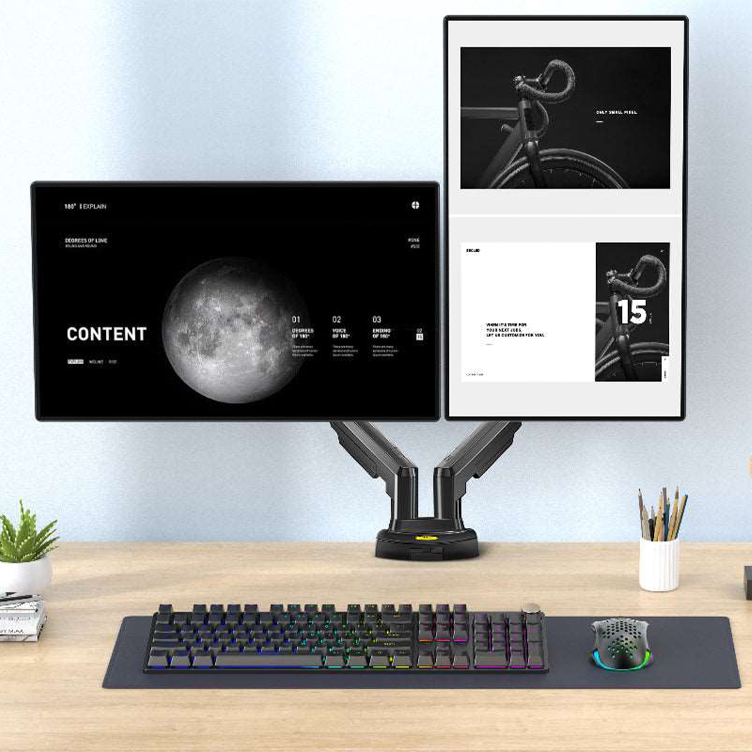 Micropack DM-02 17-27 inch Monitor Dual Arm Desk Mount Stand and Dual ...