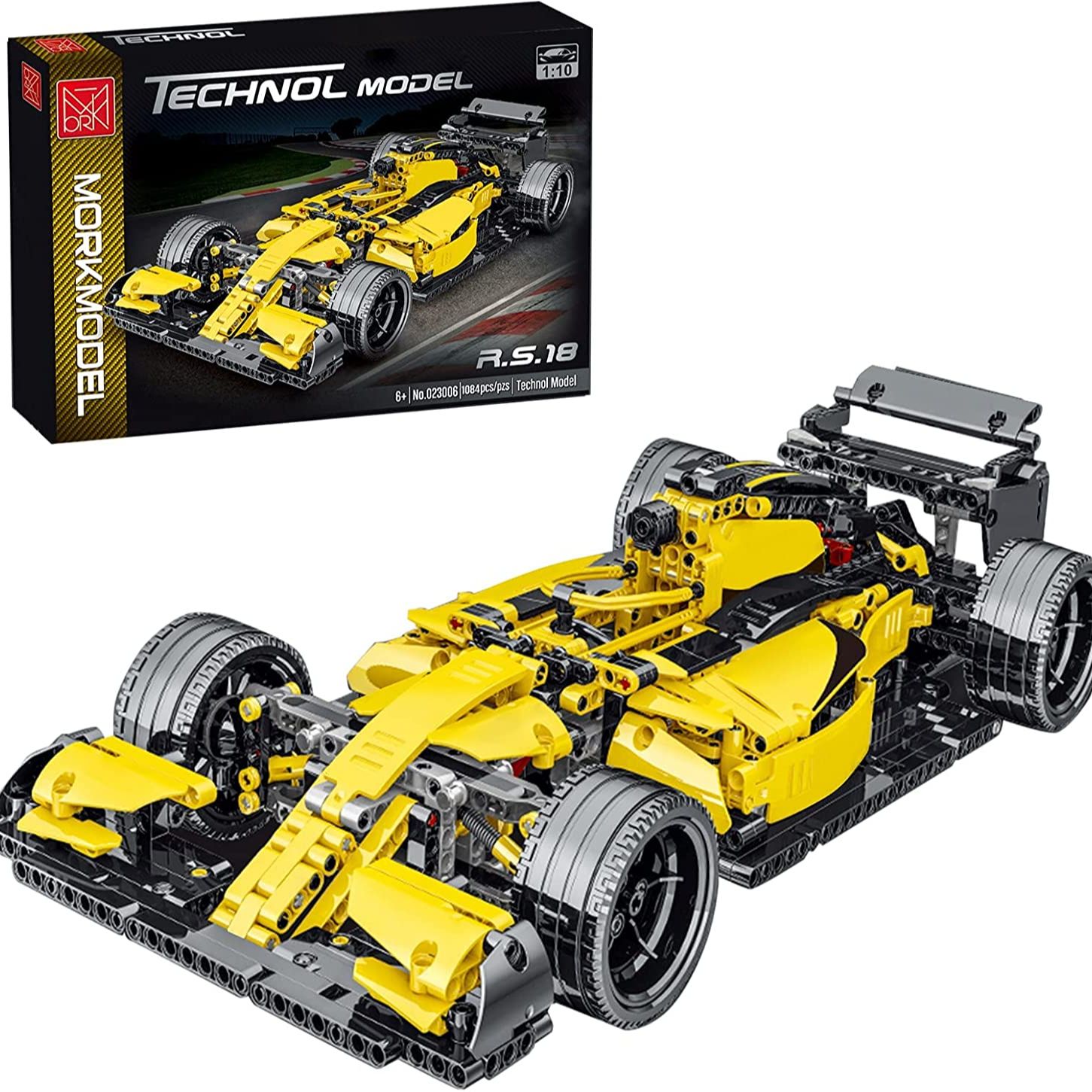 1:10 yellow racing car blocks 1084pcs Technic Formula 1 Exclusive Car ...