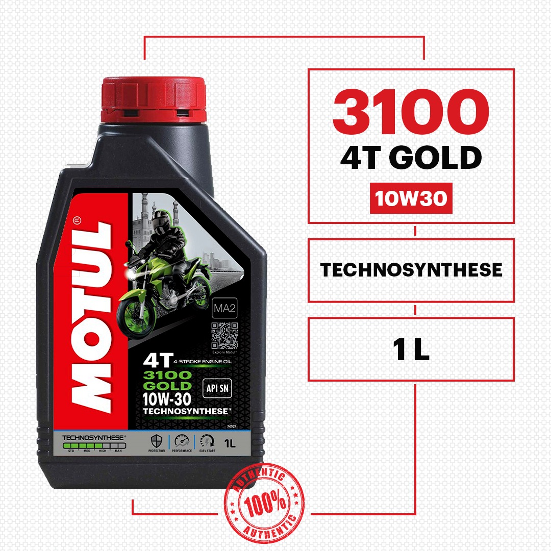 MOTUL 3100 4T Gold Technosynthese 10W30 Motor-cycle Engine Oil 1 Liter ...