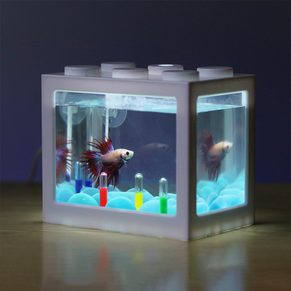 USB Mini Fish Tank Desktop LED Fish Tank Mini Aquarium Fish Tank ...