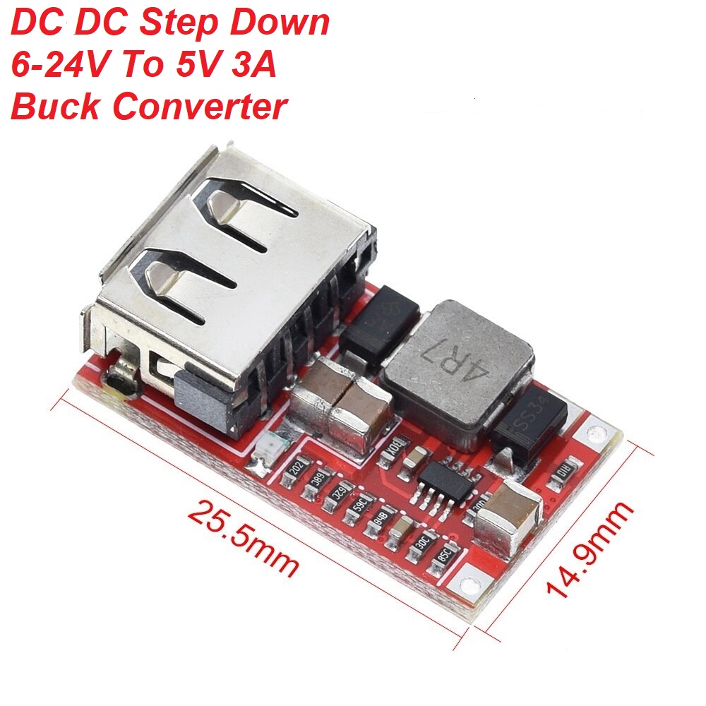 DC DC Step Down 6-24V 12V 24V To 5V 3A Buck Converter USB Phone Charger Car Power Supply Circuit ...