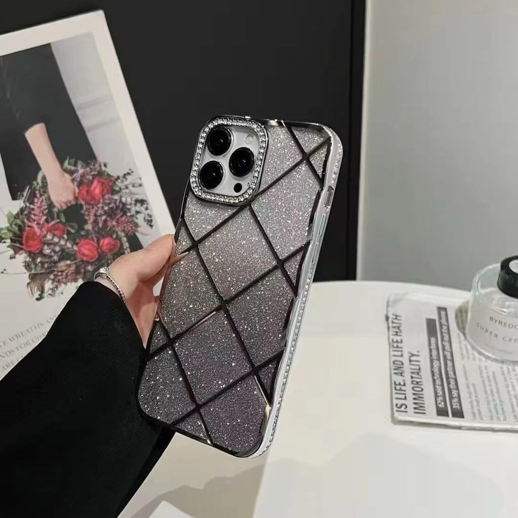 Luxury Bling Grid Diamond Soft Phone Case for iPhone 12 Pro Max Cove