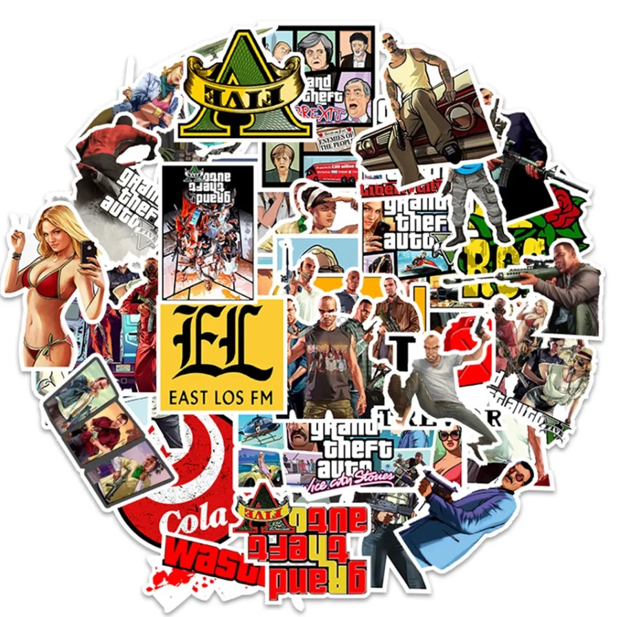 (50Pcs/Pack) Grand Theft Auto V GTA V PVC Waterproof Stickers For ...