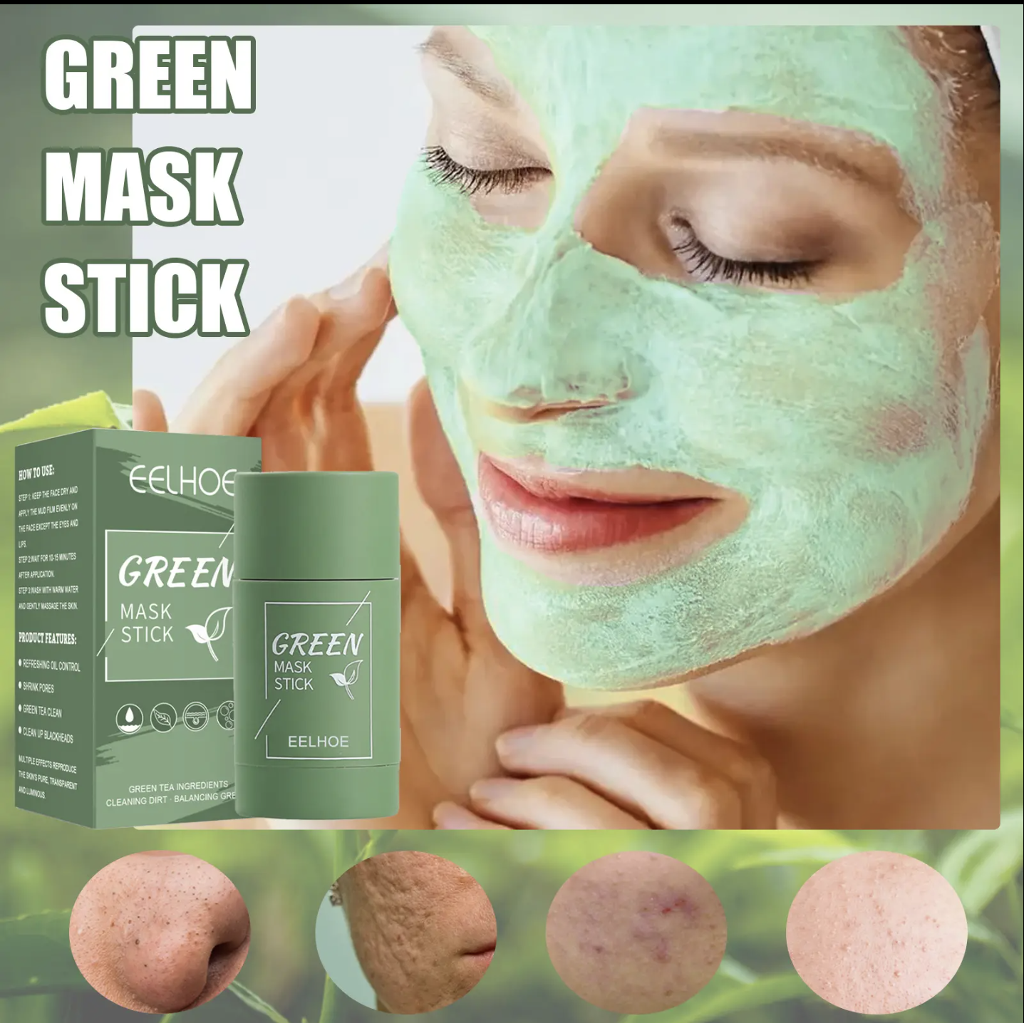 EELHOE Green Tea Solid Stick Mask 40GM Deep Cleansing & Hydrating Mask ...