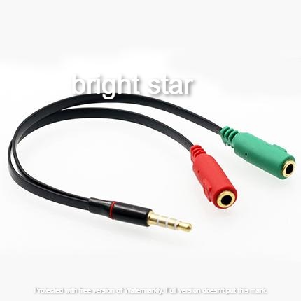 3.5mm AUX Headphone Y Splitter Cable 4-Pole 3.5mm AUX Female to 3-Pole ...