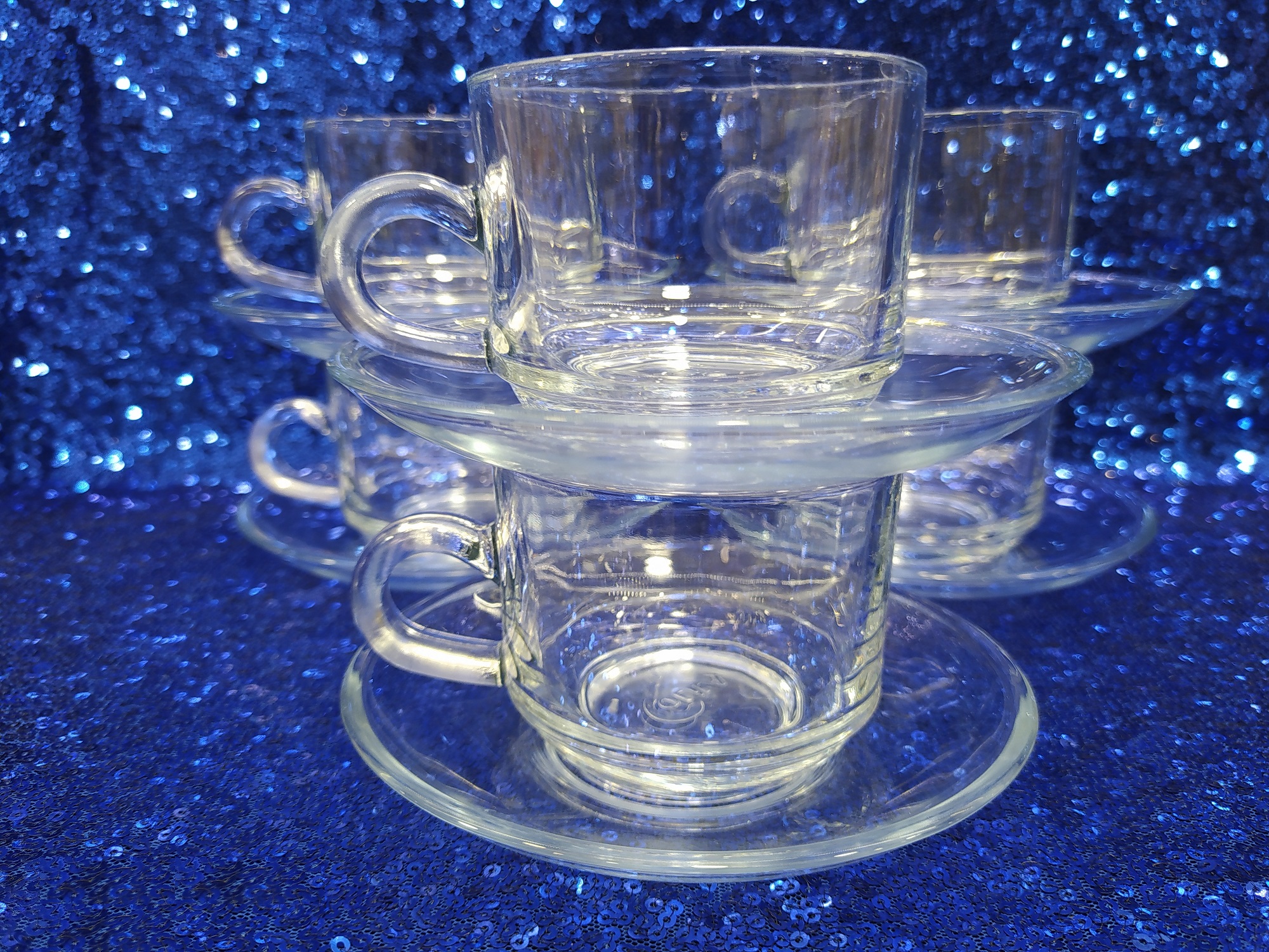 ** Glass Transparent Square Tea Cup 6 pieces and Saucer 6 pieces Set ...