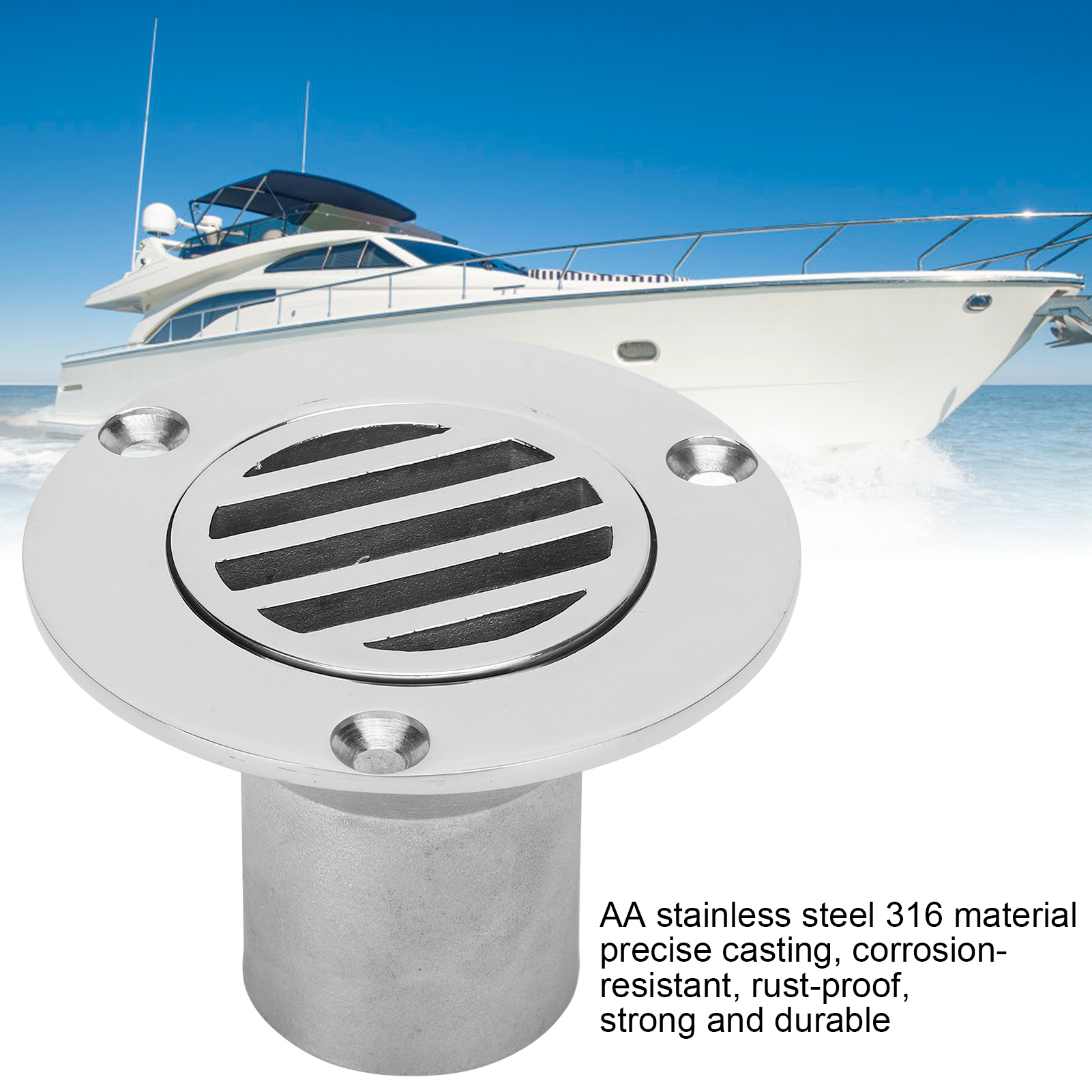 1X MJS025 Boat Yacht Floor Deck Drain Scupper 316 Stainless Steel Water ...