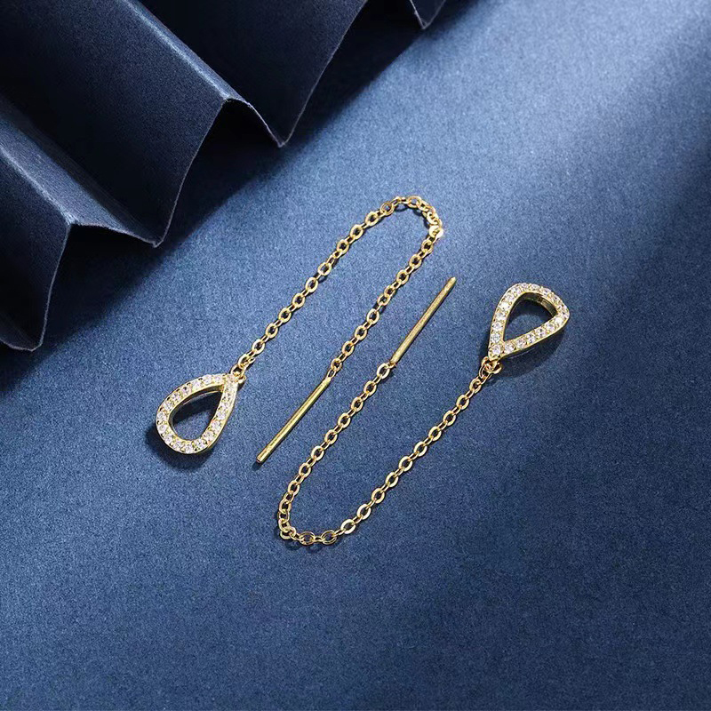 1Pair Drop Ear Line Long Hanging Earrings For Women Rhinestones ...