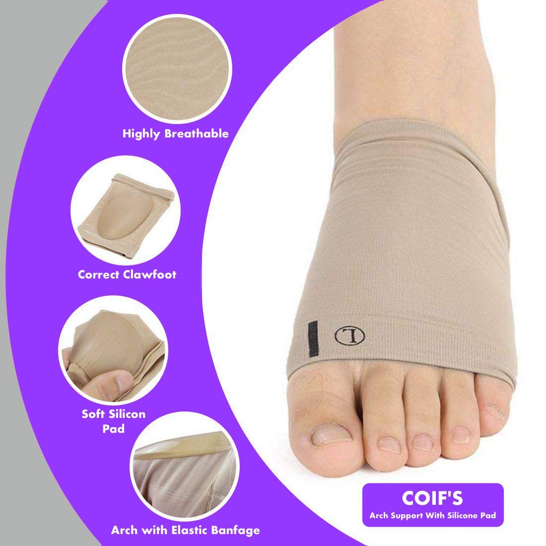 Metatarsal Compression Arch Support Sleeve Foot Care Plantar Fasciitis ...