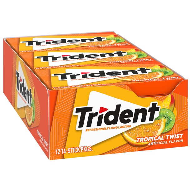 Trident Tropical Twist Sugar Free Chewing Gum,12 Packs | Daraz.com.bd