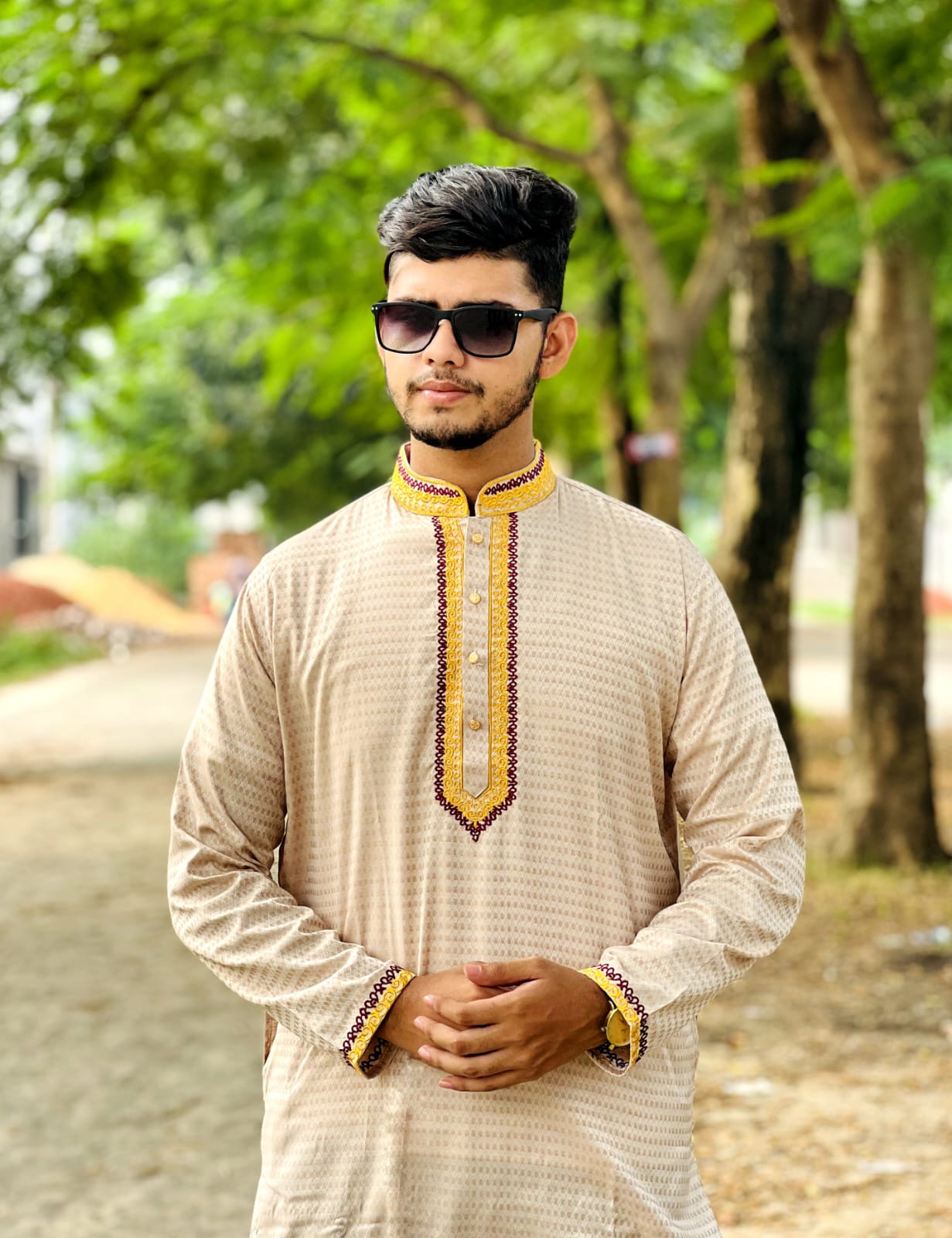 Light Cream Panjabi with Chest Contrast. Soft Cotton, Panjabi for men ...