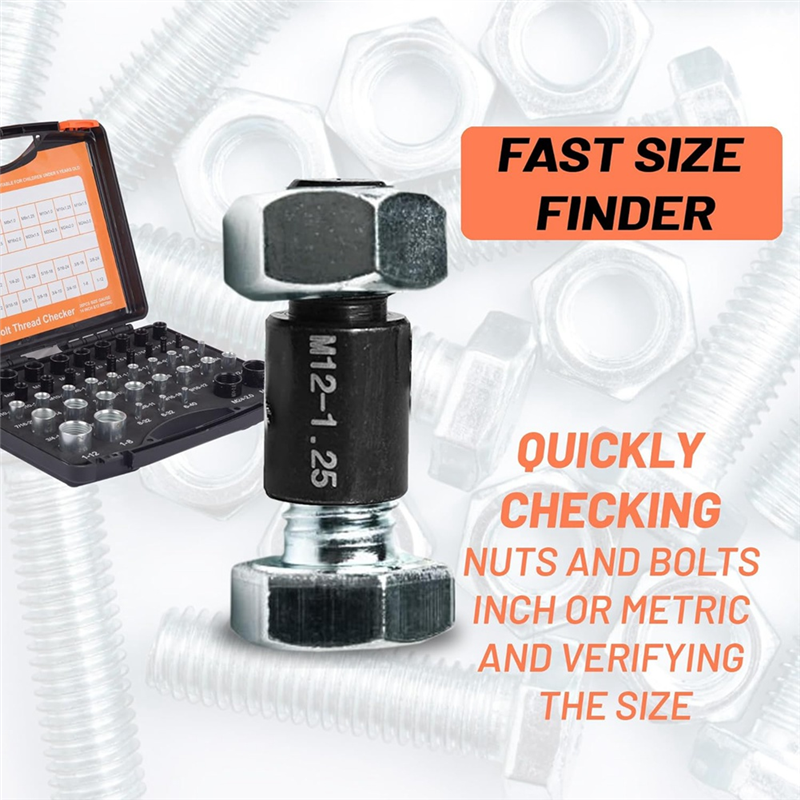 44Pcs Nut and Bolt Standard and Metric Set Thread Identifier Screw Size ...