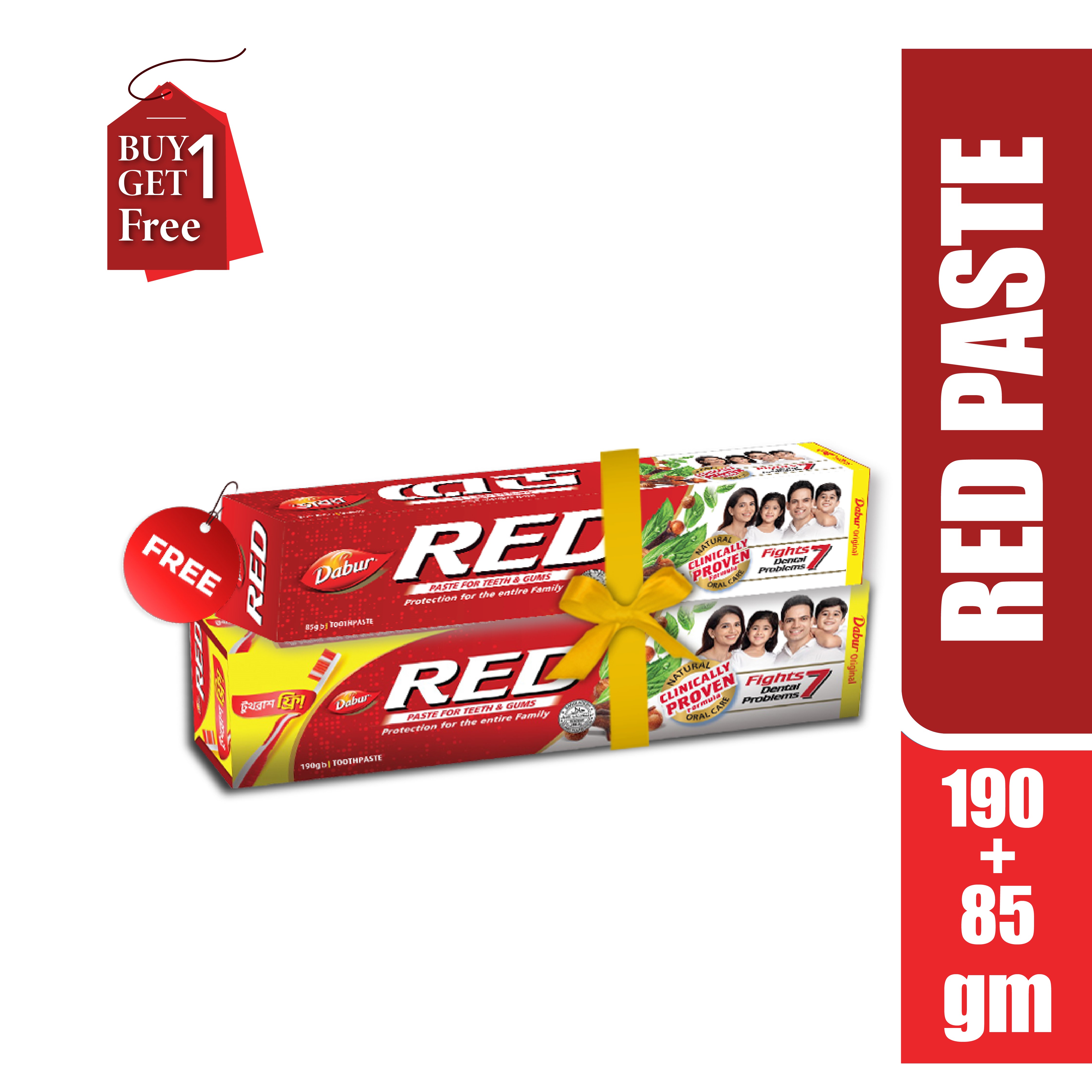 Dabur Red Toothpaste 190 gm (Get Red Toothpaste 85 gm Free) | Daraz.com.bd