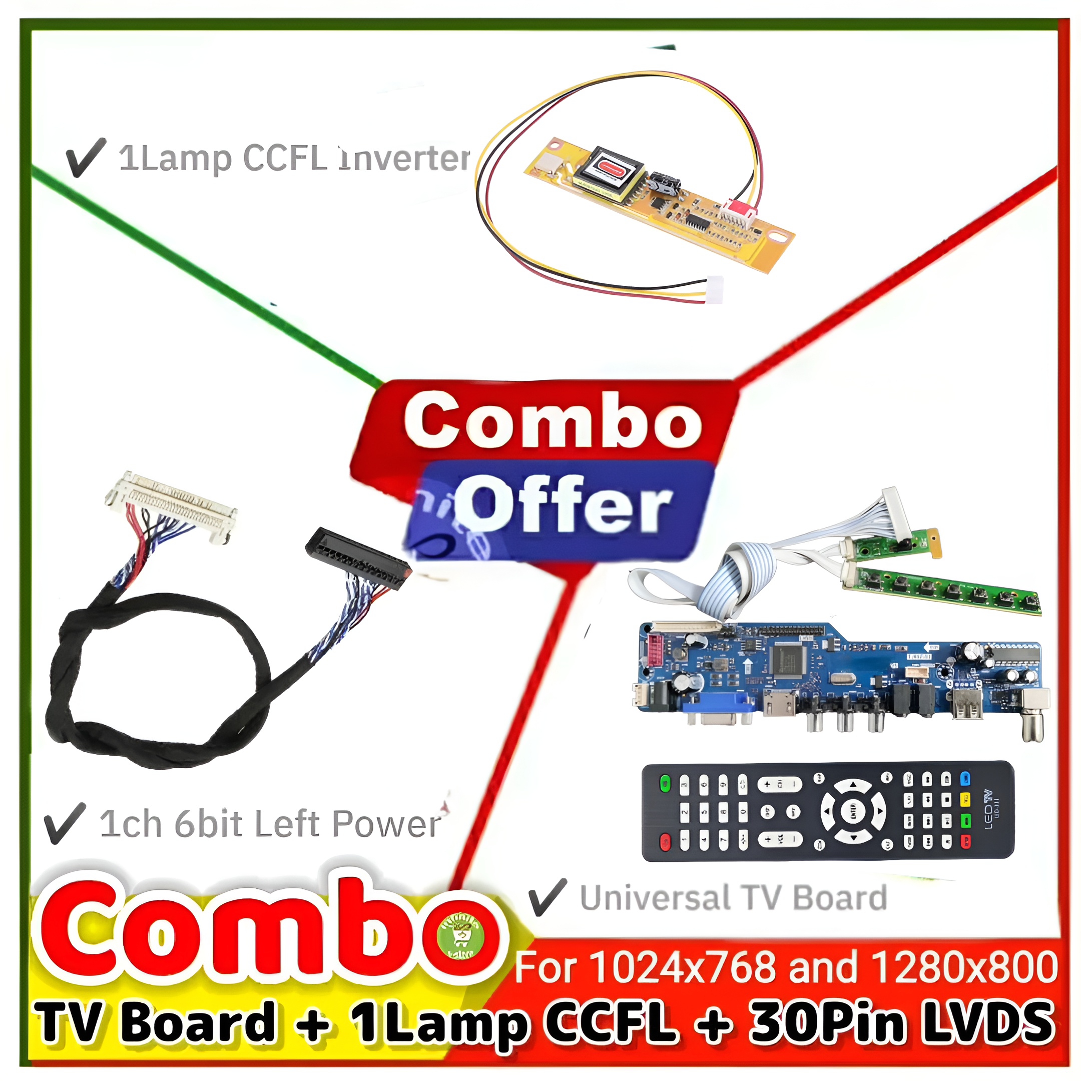 TV Combo Pack For 30 pin 1mm 1280x800 Resolution Laptop LCD Panel ...
