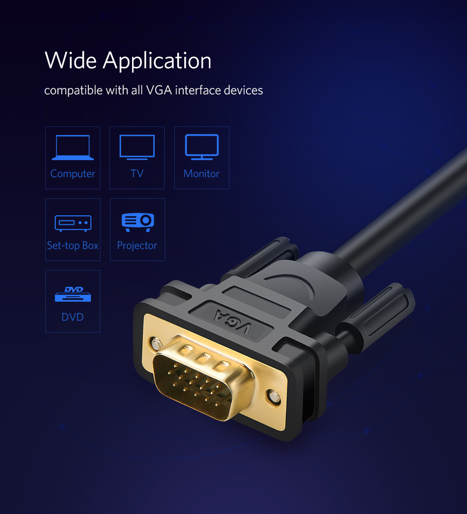 UGREEN VG101 (11634) VGA Male To Male Cable - 15M - Support 1080P FHD ...