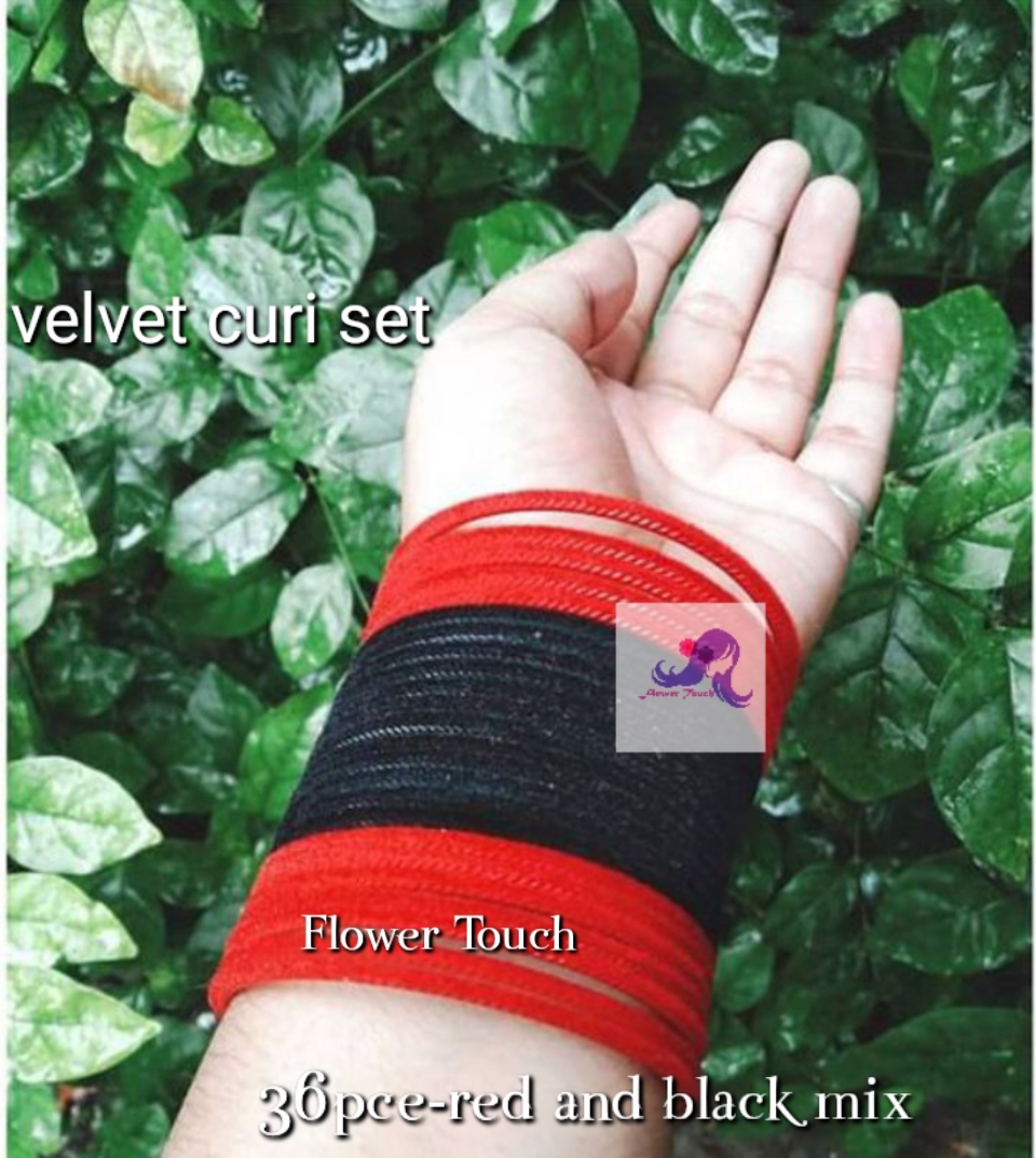 Exclusive velvet churi set for girls and womens red and black color ...