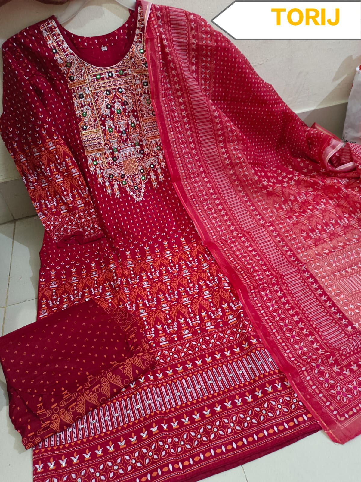 Pure AC Cotton Fabric High Quality Printed Three Piece