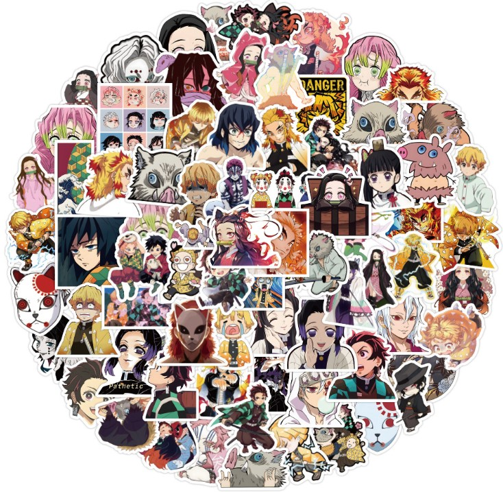 (30Pcs/Pack) Demon Slayer Kimetsu No Yaiba PVC Waterproof Stickers For ...