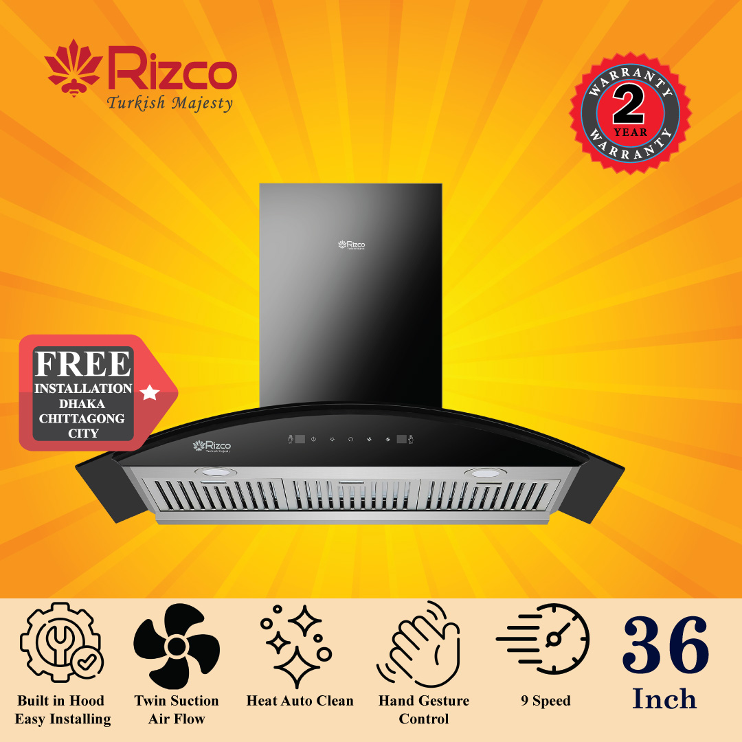 Rizco RKH 121, 36 Inch Kitchen/Cooker Hood Wall Mounted Metal Blower 9 ...