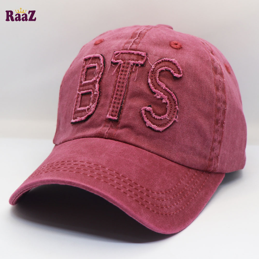 Raaz Pink BTS Clothing Embroidered Logo Garments Wash Curved Cap ...